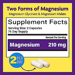 InnovixLabs Advanced Magnesium, High Absorption Magnesium Glycinate & Magnesium Malate, Highly Bioavailable Chelated Magnesium, 210 mg per Serving, Soy & Gluten-Free, Non-GMO & Vegan, 150 Capsules