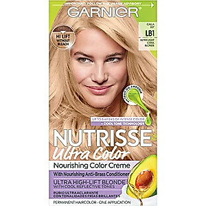 Garnier Hair Color Nutrisse Ultra Color Nourishing Creme, LB1 Ultra Light Cool Blonde (Calla Lily) Permanent Hair Dye, 1 Count (Packaging May Vary)
