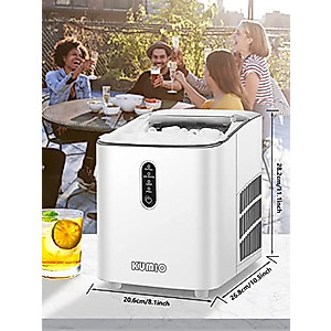 KUMIO Ice Makers Countertop, Portable Ice Maker with Self-Cleaning, 8 Cubes/9 Mins, 26.5Lbs/24Hrs, Ice Machine with Scoop and Basket, 2 Sizes of Bullet Ice for Home Office Bar Party
