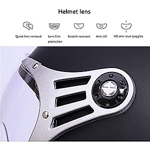 WANGFENG Motorcycle Half Helmet Sunscreen Men's Women's Vintage Open-Face-Helmet, DOT Approved Unisex-Adult Retro Electric Girls Scooter Helmet for ATV Cruiser Moped,Breathable and Lightweight