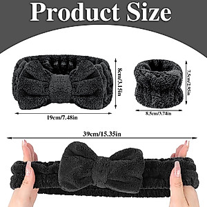 BESARME 3 Pieces Face Wash Headband and Wristband Set Spa Headband Makeup Skincare Headbands Hair Accessories for Women Wrist Towels Wrist Bands for Washing Face (Black)