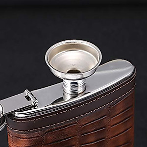 TOX TANEAXON 12 oz Crocodile Leather Pattern Pocket Whiskey Liquor PU Leather Wrapped Flask with Funnel and Premium Box - Stainless steel and Leak Proof