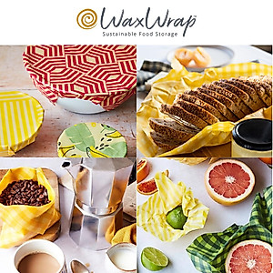WaxWrap Beeswax Wraps for Food - Organic Cotton Food Wraps - Eco Friendly Reusable Stretch Wrap - Bees Wax Wraps Reusable Food Storage | Assorted 3 Pack (S, M, L)