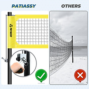 Patiassy Portable Professional Outdoor Volleyball Net Set with Adjustable Height Aluminum Poles, Winch System, Volleyball with Pump and Carrying Bag for Backyard Beach (Yellow)