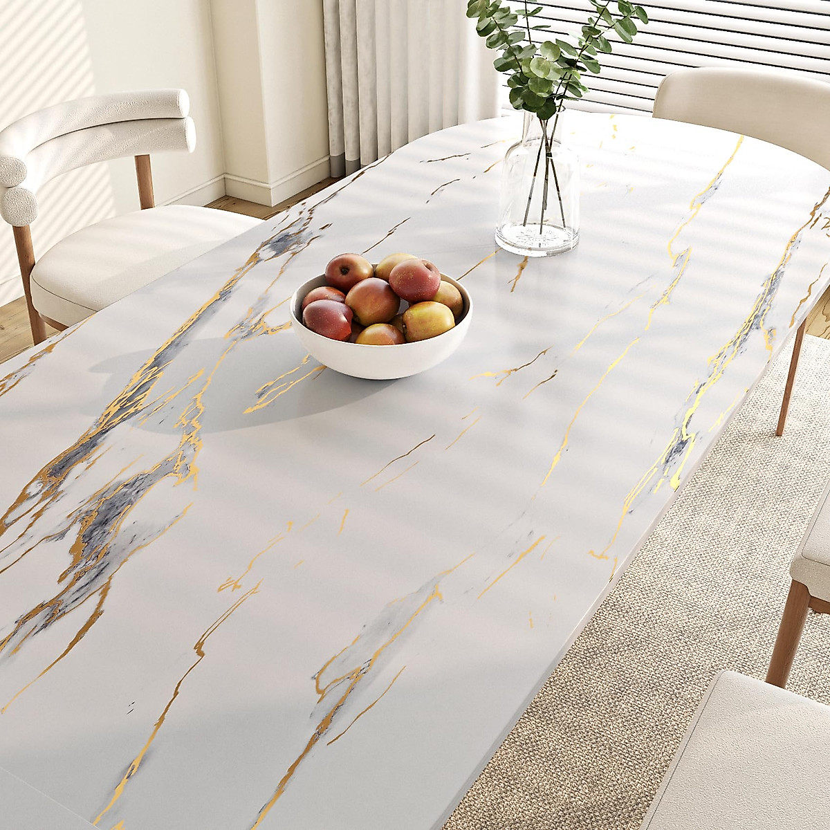 FunStick Thick White Marble Contact Paper for Countertops Cabinets Waterproof White Gold Marble Wallpaper Peel and Stick Countertops for Kitchen Removable Marble Wall Paper for Bathroom Desk 12"x200"