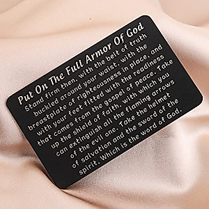 bobauna Put On The Full Armor of God Engraved Wallet Card Insert Christian Jewelry Protection Gift (Armor of God Card black)