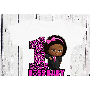 Boss Girl 1st Birthday Tutu Outfit For One Year Old Baby Girl 1 - Leopard Print and Pink (12M)