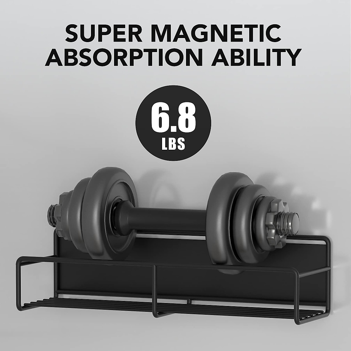 Magnetic Spice Rack Organizer 6 Pack, Magnetic Spice Rack for Refrigerator, Magnetic Shelf for Holding Spices, Jars, Seaoning and Bottle, Metal&Black