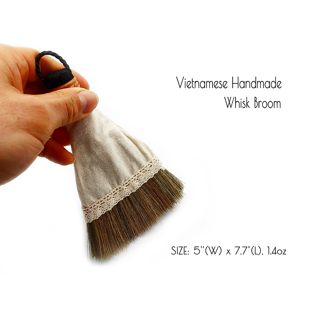 Natural Hand Whisk Broom (Before Use, Tap The Broom Against a Hard Surface to Remove Excess Dust Generated in The Manufacturing Process) 5''(W) x 7.7"(L), 1.4oz