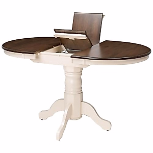 Pemberly Row Extendable Oval Contemporary Wood Dining Table in Dark Brown/Cream