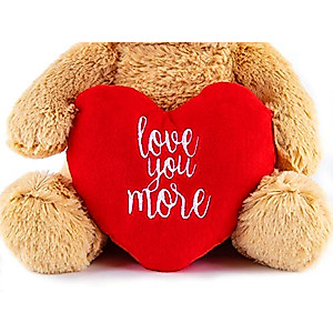 JENVIO I Love You Teddy Bear – Love You More 12 Inch Plush – Heart Stuffed Animal for Girlfriend Boyfriend Gift Age 15 and UP Valentine's Day Gift
