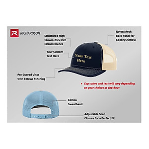 Custom Richardson Mesh Back Trucker Hat with Personalized Text Front & Back for Men – Customize Your Own Unique Hat! (Red/White)
