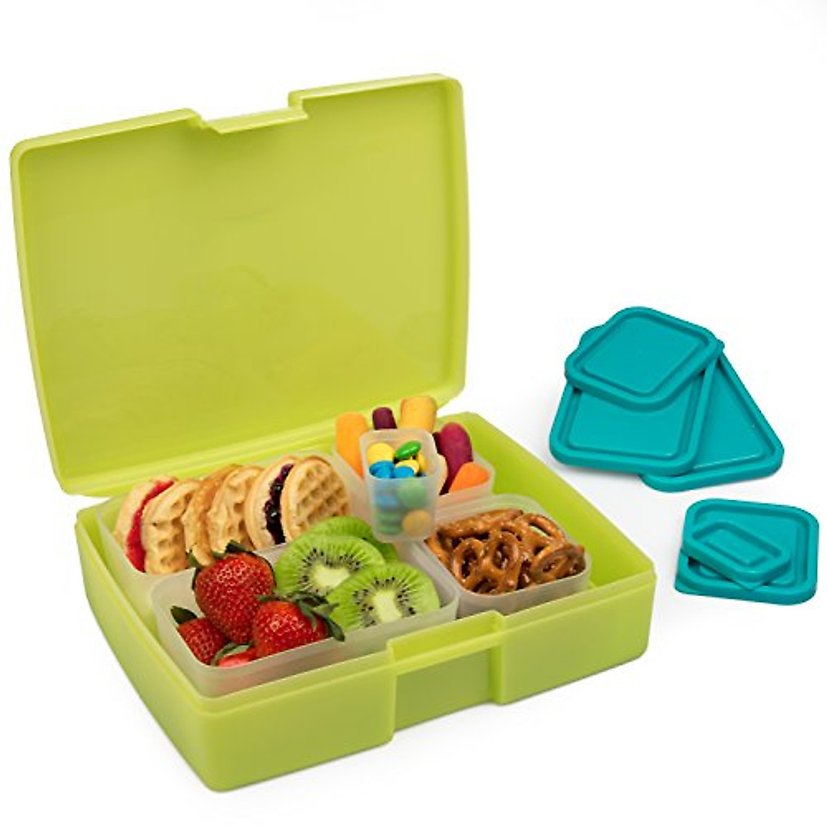 Bentology Bento Lunch Box Set w/ 5 Removable, Leak Proof Containers, On-the-Go Meal, Food Prep & Snack Packing Compartments - Stackable, Microwave Safe Nesting Containers w Lids, Easy to Clean & Store