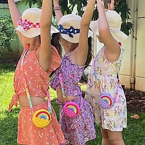 Pink Rainbow Pop Purse for Girls | Crossbody Shoulder Rainbow Pop Purse for Girls| Stress Relief Sensory Pop Purse| Party Favors for Girls| Pop Birthday Gifts