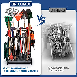 Garden Tool Organizer for Garage, Garden Tool Rack, Yard Tool Storage, Tool Organizers and Storage, Garden Tool Stand up to 55 Long-Handled Tools, for Garage, Shed, Outdoor, Black