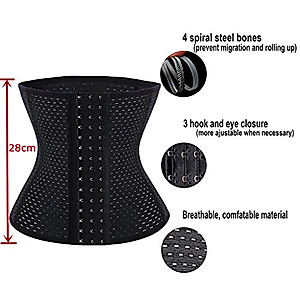 SAYFUT Waist Trainer, Corset Cincher Body Slimmer Shaper Tummy Control for Women Black M(3-5 day delivery)