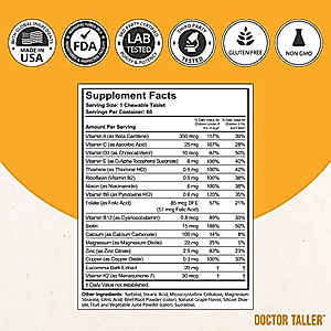 NuBest Doctor Taller Kids - Kids Multivitamins, Toddler Vitamins - Support Healthy, Immunity and Bone Strength for Ages 2 to 9 - Grape Flavor - 60 Vegan Chewable Tablets | 1 Month Supply