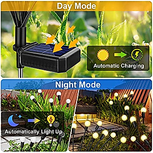 4 Pack Upgraded Firefly Swaying Outdoor Solar Lights for Yard Patio Pathway Decoration, Warm White