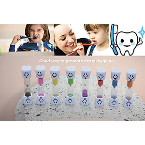 Yuronam 2 Minute Sand Timer Set, 8 Pack Colorful Smiley Hourglass Timers for Kids Proper Tooth Brushing