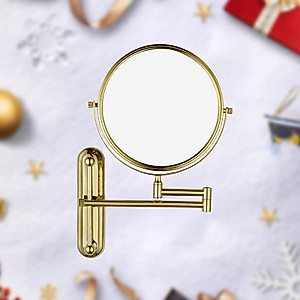 Nicesail 8 Inch Double-Sided Wall Mounted Mirror, Magnified 7X Makeup and Shaving Mirror, Height Adjustable-Gold