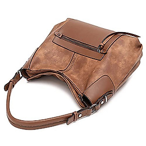 Hobo Bags for Women Handbags Boho Crossbody Ladies Shoulder Purses Designer Faux Leather with Wallet Brown 3PCS Set