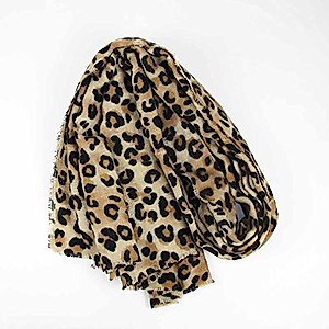 GERINLY Cashmere Leopard Blanket Scarf for Women Animal Print Pashmina Scarves and Wraps Soft Warm Shawl for Travel (Light Brown)