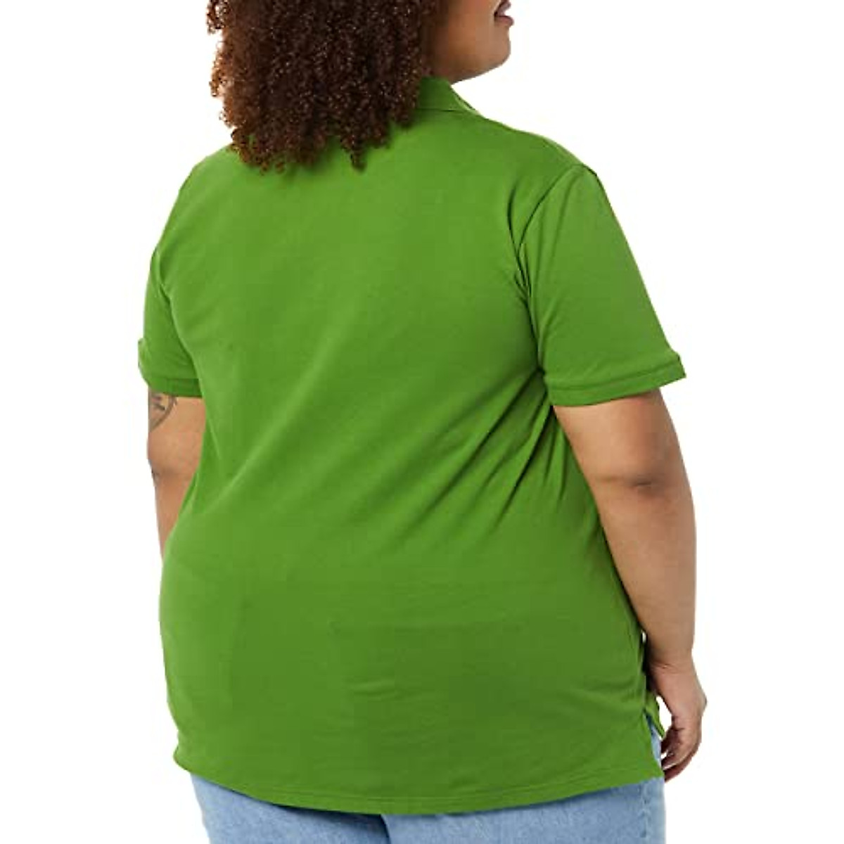 Amazon Essentials Women's Short-Sleeve Polo Shirt (Available in Plus Size), Light Olive, Large