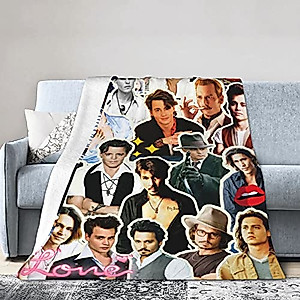 Blanket Johnny Depp Soft and Comfortable Warm Fleece Blanket for Sofa, Office Bed car Camp Couch Cozy Plush Throw Blankets Beach Blankets
