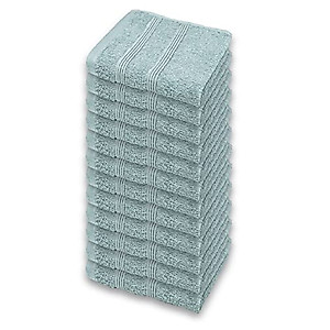 Kaufman - Premium Washcloth Set of 12 (13x13 Inches) 100% Cotton Ring Spun, Highly Absorbent, Durable and Ultra Soft Feel Wash Cloths Essential for Bathroom, Spa, Gym, and Face Towel (12PK)