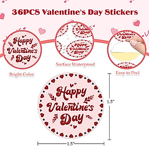 FaCraft Happy Valentines Day Stickers Round Valentine Labels 1.5" Valentine's Day Gift Stickers Label Sticker for Envelope Seals Card Boxes Valentine Gift Wrap Valentine's Day Decorations