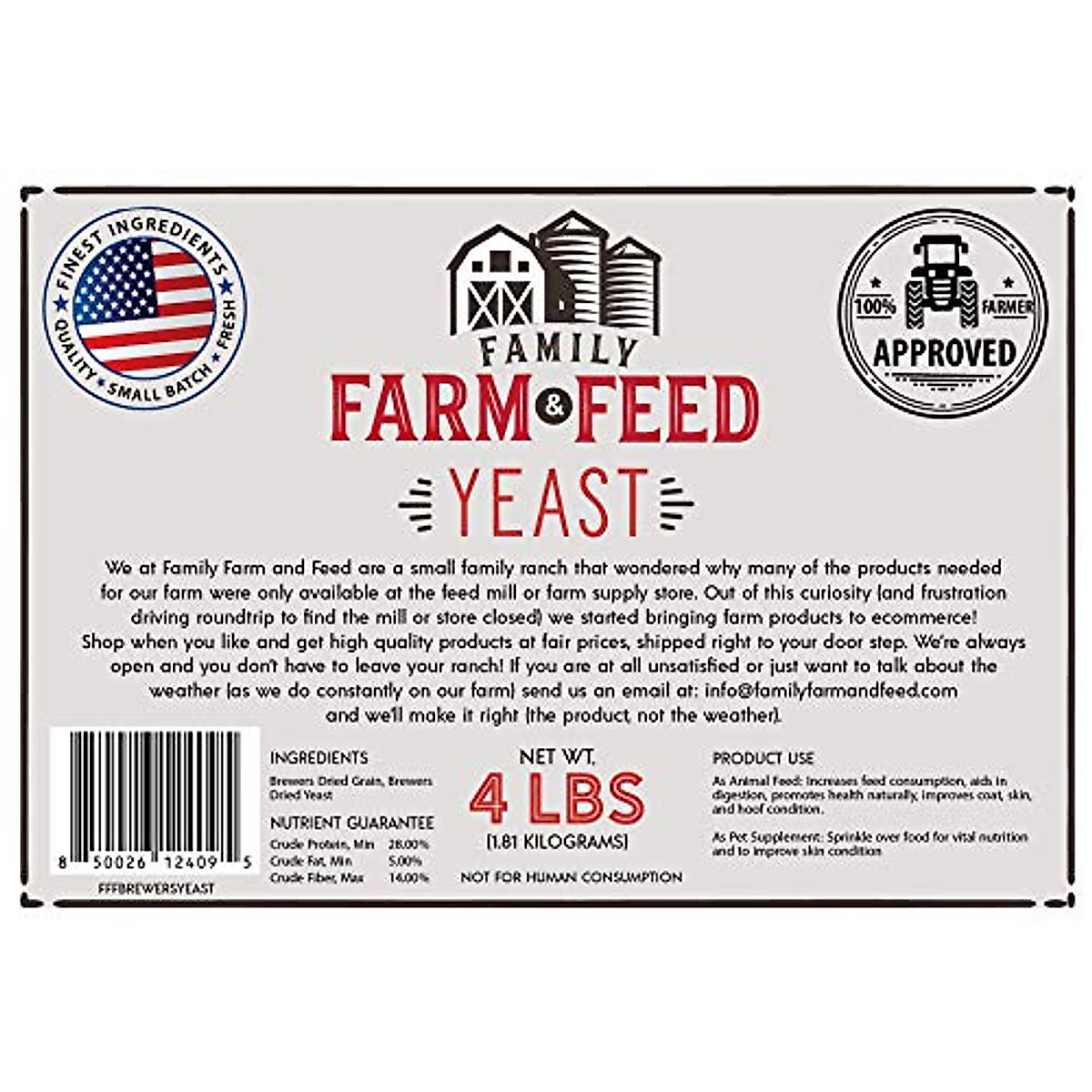 Family Farm and Feed | Brewers Yeast | Animal and Pet | Young and Adult | Granular | 4 Pounds