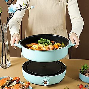 Electric Hot Pot with Induction Cooker Non-Stick Electric Skillet,Electric Pot for Cooking Burner with Shabu Shabu Pot Enjoy Chinese Hot Pot with Family and Friends 5.3QT Multi-Cooke