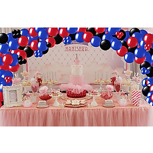 Navy Blue Red Black Balloon Garland Arch Kit，138 pcs Latex Royal Blue Red Black Latex Birthday Balloons for Spider hero theme birthday Baby Shower Graduation Party Decorations