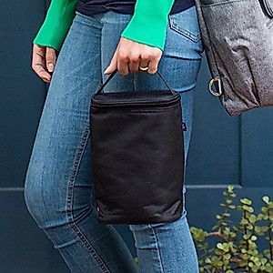 J.L. Childress Tall Twocool, Breastmilk Cooler, Baby Bottle & Baby Food Bag, Insulated & Leak Proof, Ice Pack Included, Fits 2-4 Bottles (Black)