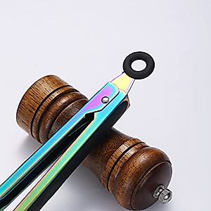 Kitchen Tongs for Cooking Grill & BBQ, Kyraton Stainless Steel 9" Cooking Tongs Heat Resistant Handle Non Slip, Kitchen Tongs with Silicon Tips for Salad,Ice,Fry, Serving,Oven. (Rainbow)