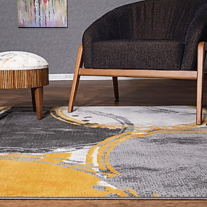 Rugshop Evora Contemporary Modern Circles Area Rug 5' x 7' Yellow