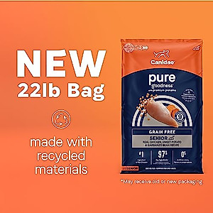 Canidae Pure Limited Ingredient Premium Senior Real Chicken, Sweet Potato & Garbanzo Bean Recipe Dry Dog, 22 lbs, Grain Free