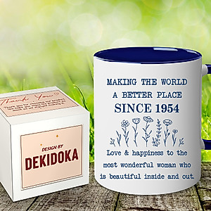 DEKIDOKA 70th Birthday Gifts For Women - 70th Years Old Birthday Gifts - Ceramic 1954 Coffee Mugs - Vintage 70th Birthday Gifts Presents - 70 Years Old Birthday Gifts for Mom Sister Family