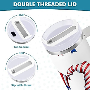 Festive Independence Gnomes Insulated Vacuum Tumbler with Handle and Straw for Water, Insulated Tumbler 30 OZ / 0.89 L