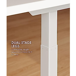 SANODESK 63-Inch Large Dual Motor L-Shaped Electric Height Adjustable Standing Desk - Reversible Panel - White Top/White Frame - Ideal for Gaming, Home Office or Computer Workstation