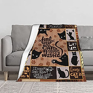 Cat Throw Blanket for Women, Black Cat Gifts for Cat Lovers, Cat Lover Gifts Lady Blanket, Blankets for Cats Gifts Idea Throws Women Men