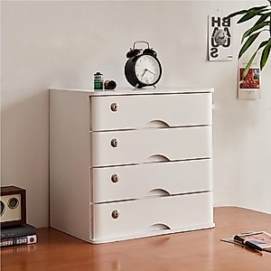 Desktop File Cabinet - Solid Wood Storage Box, With Lock Flat File Cabinet Storage, Desktop Drawer Cabinet, Wooden File Cabinet/Desktop Storage Cabinet/Data Cabinet, 1/2/3/4 Tier ( Color : E , Size :