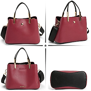 Like Dreams Women's Everyday Vegan Leather Top Handle Detachable Long Strap Bucket Fashion Crossbody (Burgundy)