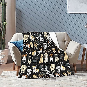 Wisedeal Cute Dog Animal Theme Throw Blanket, Comfort Fleece Blanket, Daughter Mom Friend Aunt Lover Dog Women Blanket Couch Gifts for Couch Sofa Chair Bed Office Travelling Camping 50"x 60"