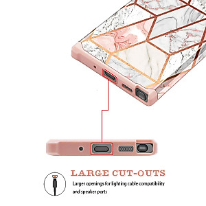 Fingic Galaxy Note 20 Ultra Case, Samsung Note 20 Ultra Case Rose Gold Marble Design Shiny Glitter Bumper Hybrid Hard PC Soft Rubber Silicone Cover Anti-Scratch Shockproof Protective Case 6.9" 2020