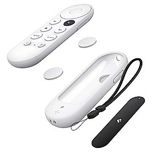 Spigen Silicone Fit Designed for Chromecast with Google TV Voice Remote Case Cover (Metal Plate and Magnetic Included) - White