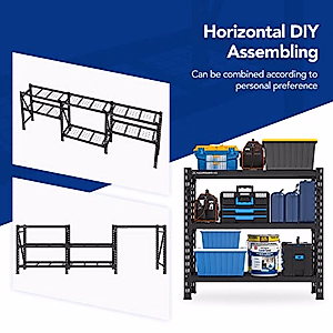 FLEXIMOUNTS Garage Shelving, 3-Tier Adjustable Shelf, 4650 lbs Weight Capacity Storage Rack, 2 x 4 ft, Heavy Duty Industrial Metal Shelving