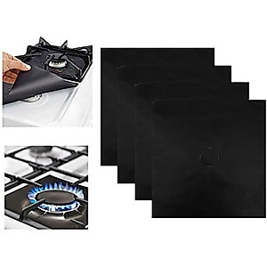 8pcs Gas range stove top burner protectors,0.2 MM Thickness stove top covers for gas burners,Non-Stick Stovetop Protector Liner Cover Reusable Dishwasher Safe Size 10.6” x 10.6” (Black 8pcs)