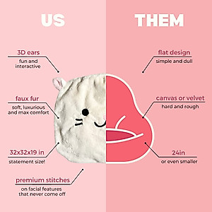 Furry Bean Bag Cover, Faux Fur Bean Bag Chair Cover for Kids, Teens and Adults 32x32x18in (Pinky Cat)