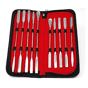 10 PCS Micro Lab Spatula Sampler Set Stainless Steel Double Ended MutliPurpose Square, Scoop, Round & Tapered Arrow End, 7"+9" Length